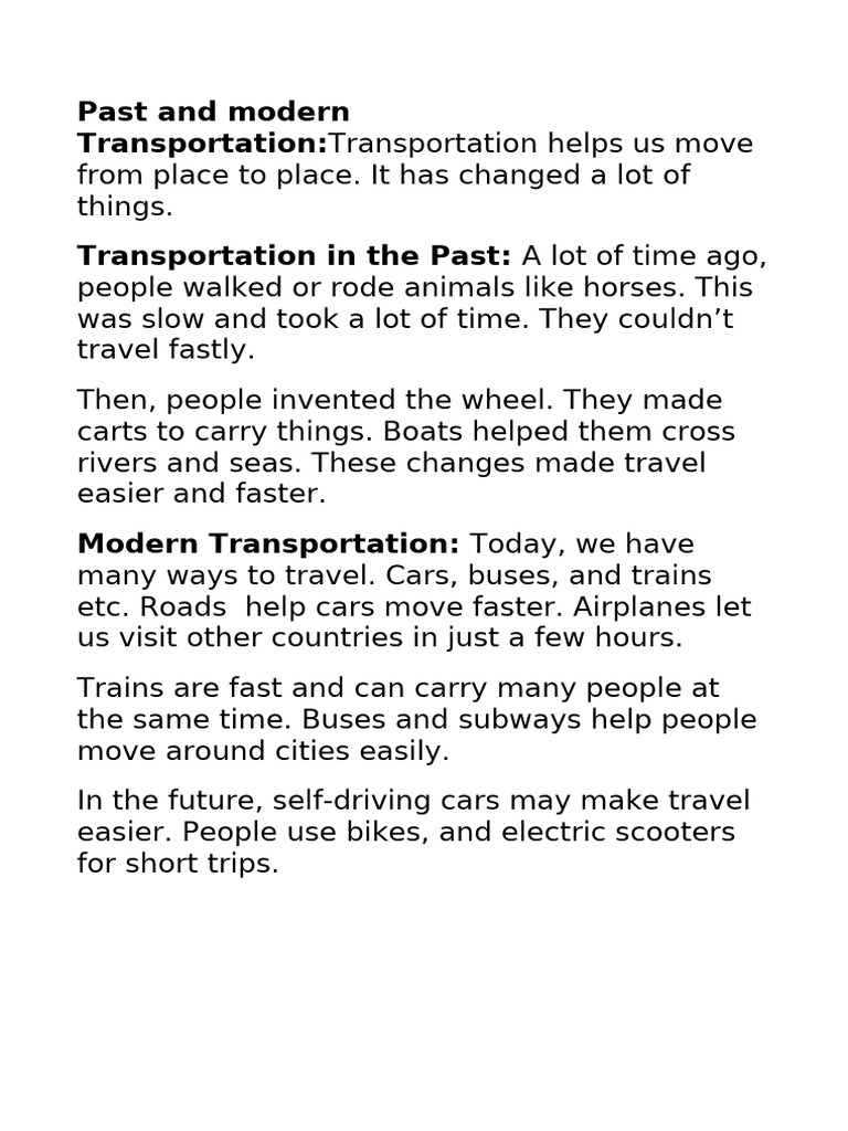 Past and Modern Transportation | PDF