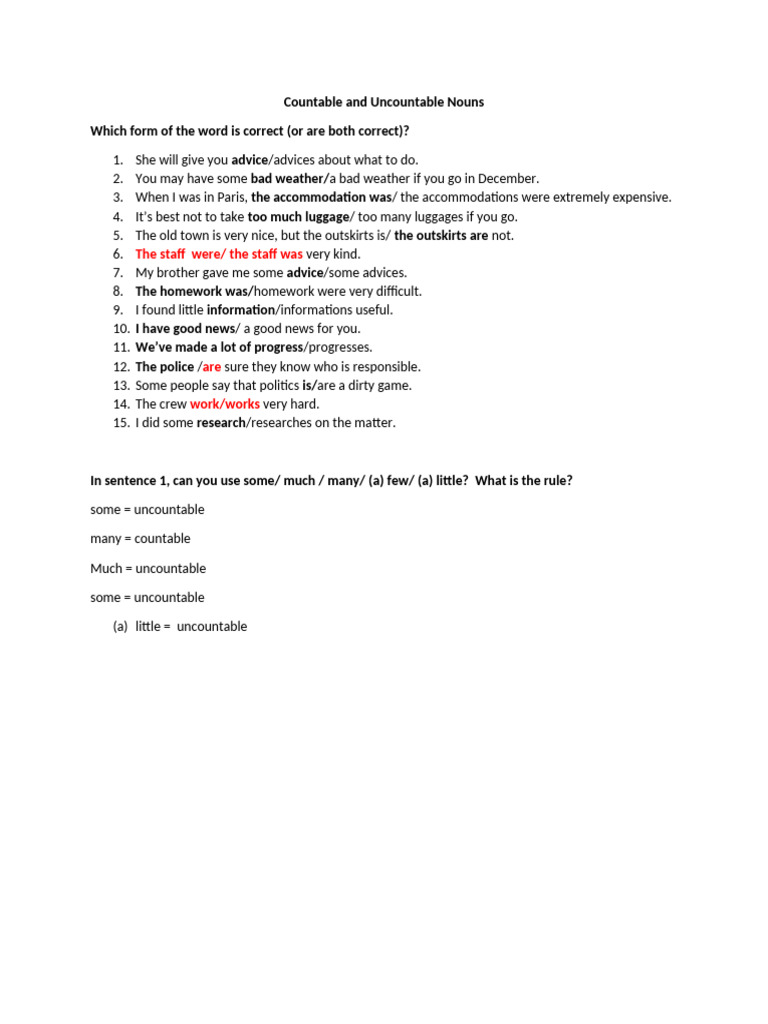 countable and uncountable advanced (1) | PDF