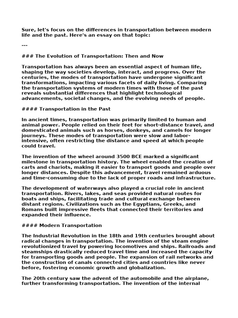 Evolution of Transportation: Past vs Present | PDF | Transport | Rail ...