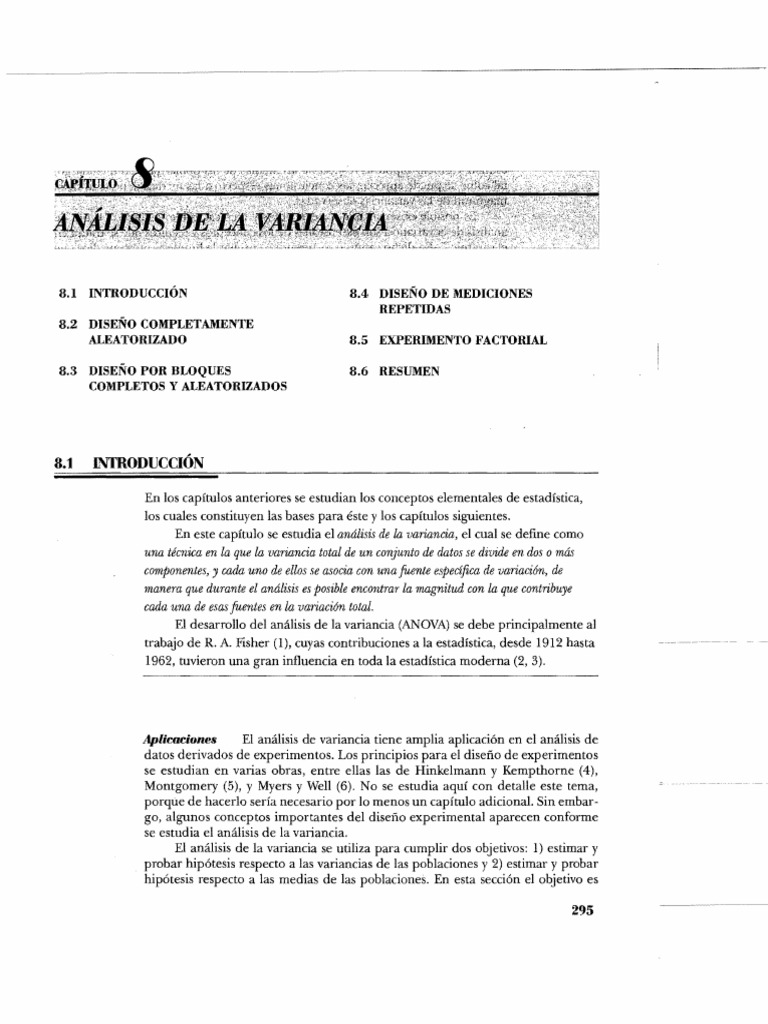 8. Análisis de Varianza | PDF | Diferencia | Experimentar
