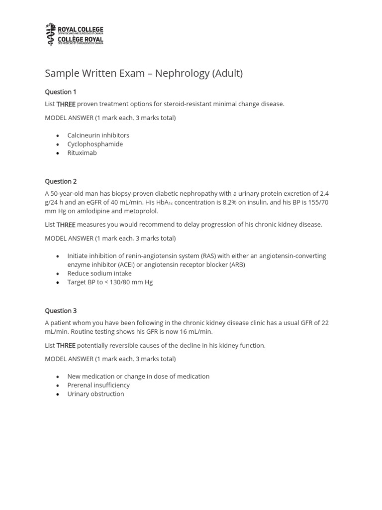 Nephrology Exam Prep Guide | PDF | Medical Specialties | Nephrology