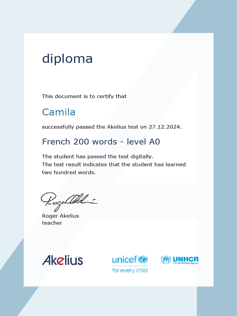 2024-12-27 - Diploma - Akelius Languages - Camila | PDF