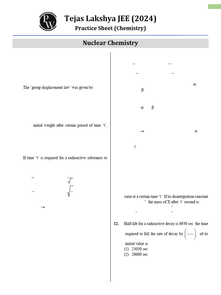 Alpha Emission in Nuclear Chemistry | PDF | Radioactive Decay | Isotope