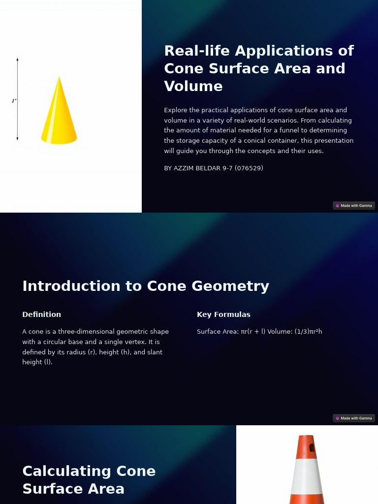 Cone Geometry in Real-World Use | PDF | Area | Volume