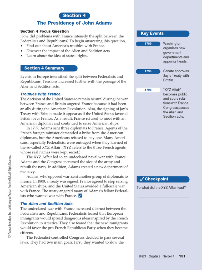 John Adams Presidency Summary | PDF | Nullification (U.S. Constitution ...