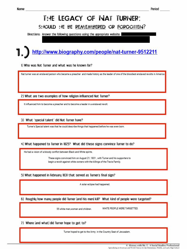 Nat Turner Webquest OG | PDF | Nat Turner | Human Rights Abuses