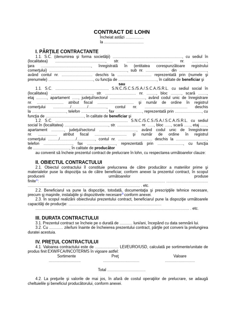 Contract de Lohn | PDF