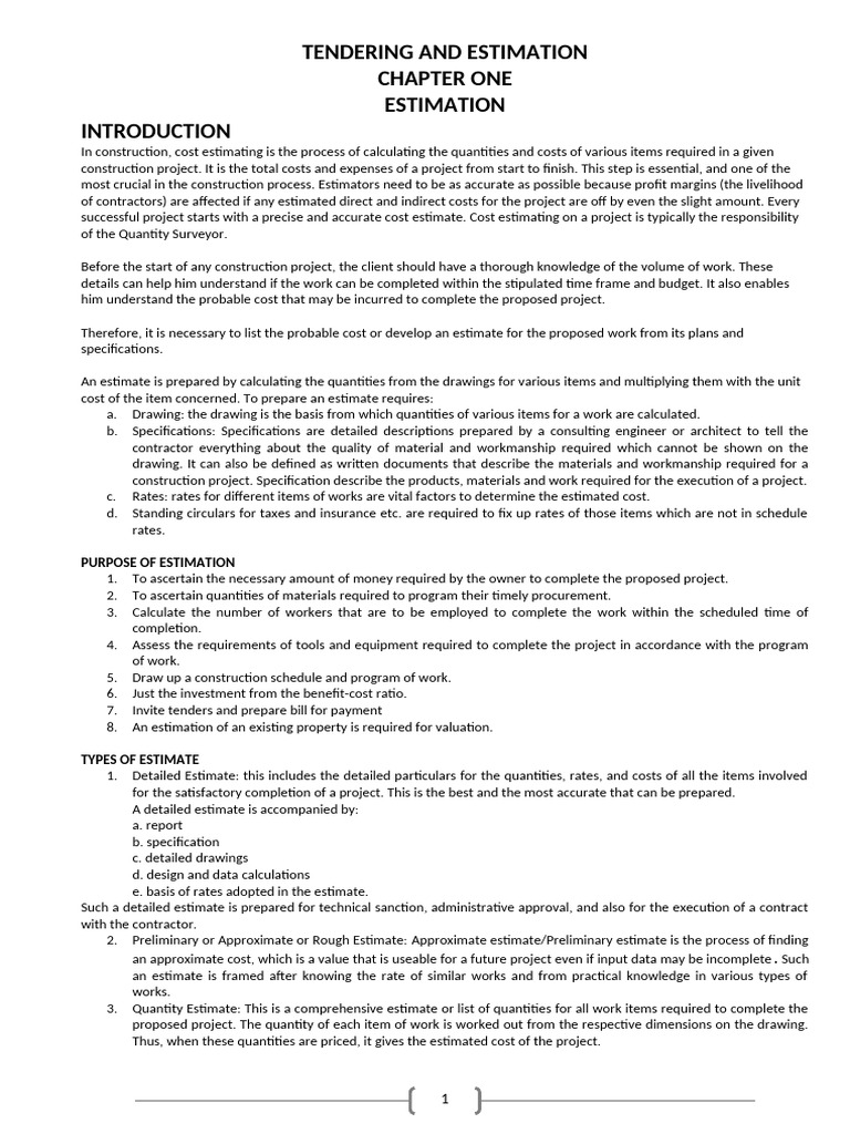 Construction Cost Estimation Guide | PDF | Specification (Technical ...