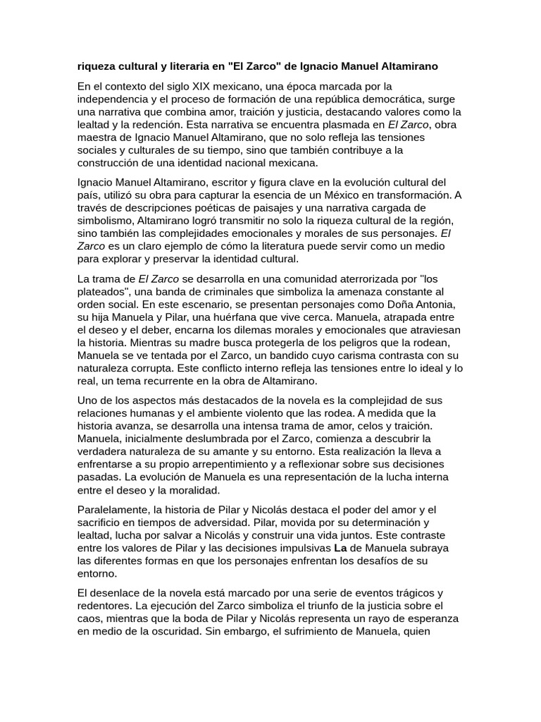 El Zarco | PDF | México | Amor