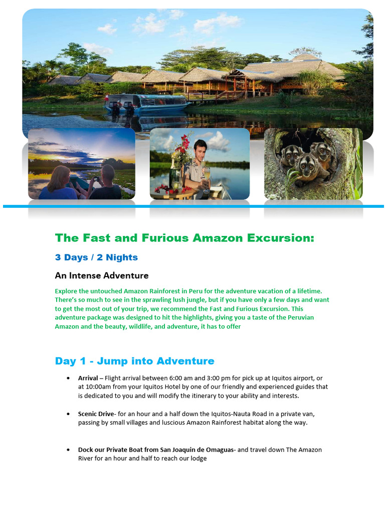 Amazon Adventure: 3-Day Excursion in Peru | PDF | Amazon River | Zoology