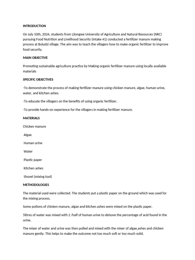 Manure Making Report-WPS Office | PDF