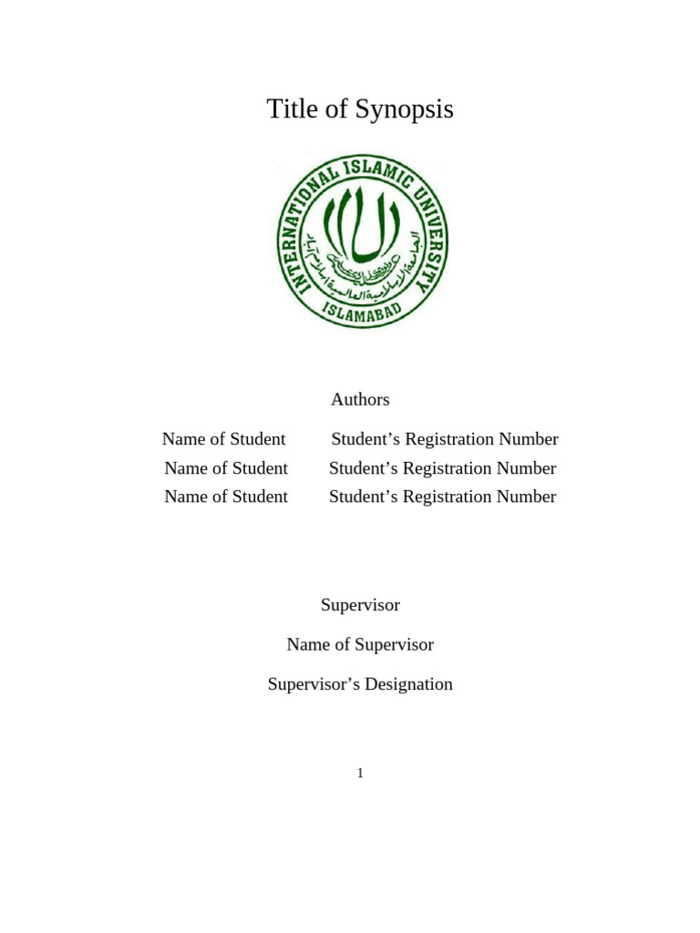 2021 IIUI DCE Synopsis Templete | PDF