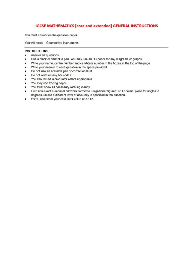 IGCSE MATHEMATICS Rules | PDF