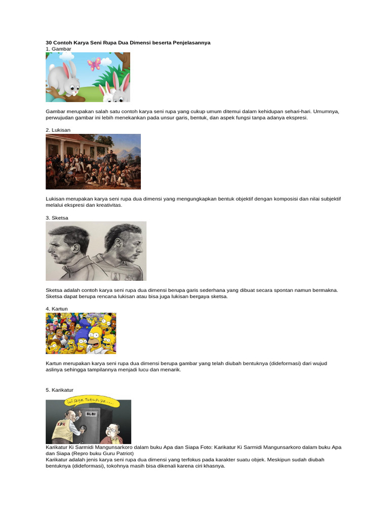 30 Contoh Karya Seni Rupa Dua Dimensi | PDF