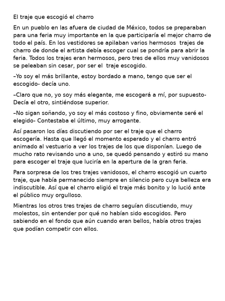 El Traje Que Escogió El Charro | PDF