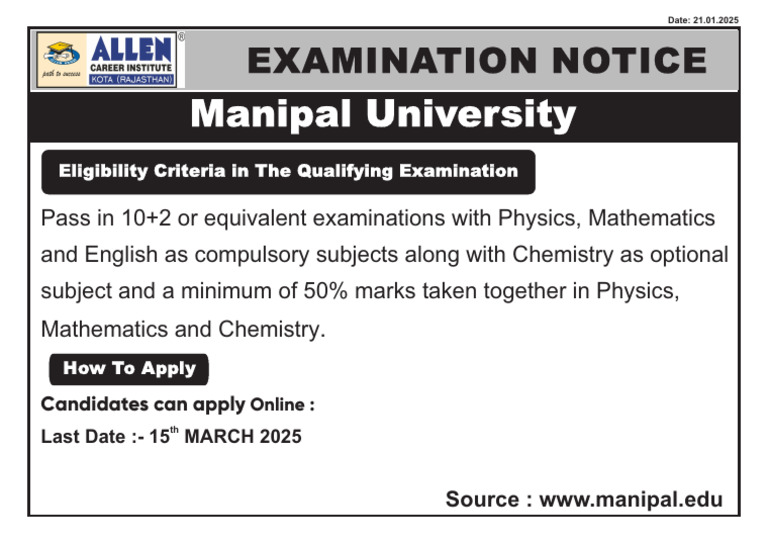 Manipal 2025 | PDF