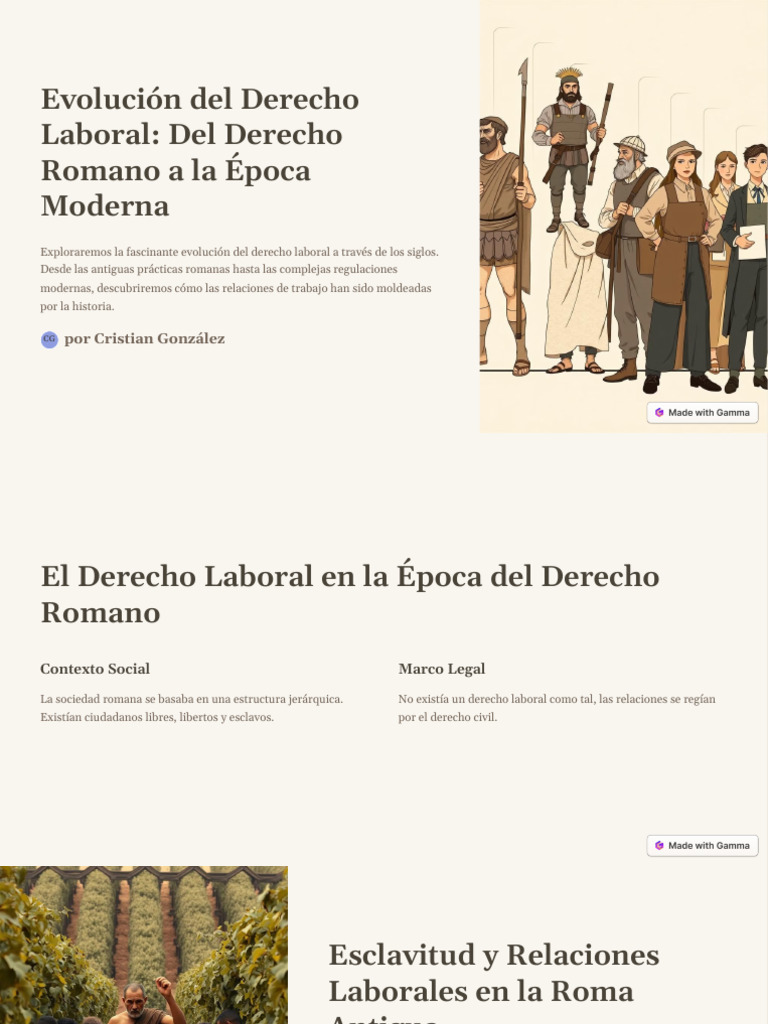 Evolucion Del Derecho Laboral Del Derecho Romano A La Epoca Moderna | PDF | Derecho laboral ...