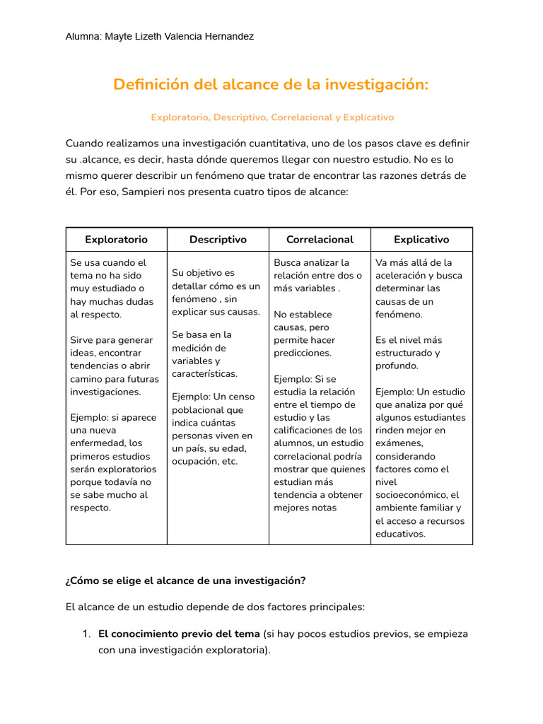 Tipos de Alcance en Investigación Cuantitativa | PDF