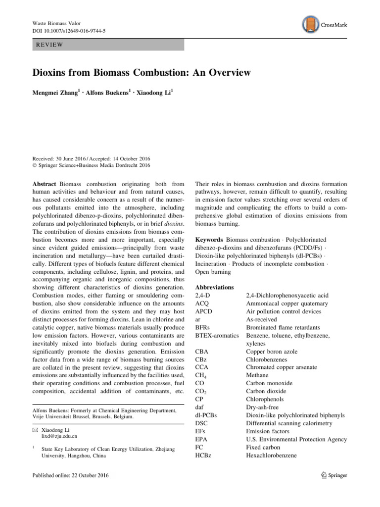 3 Dioxins From Organic Combustion | PDF | Polychlorinated Dibenzodioxins | Combustion