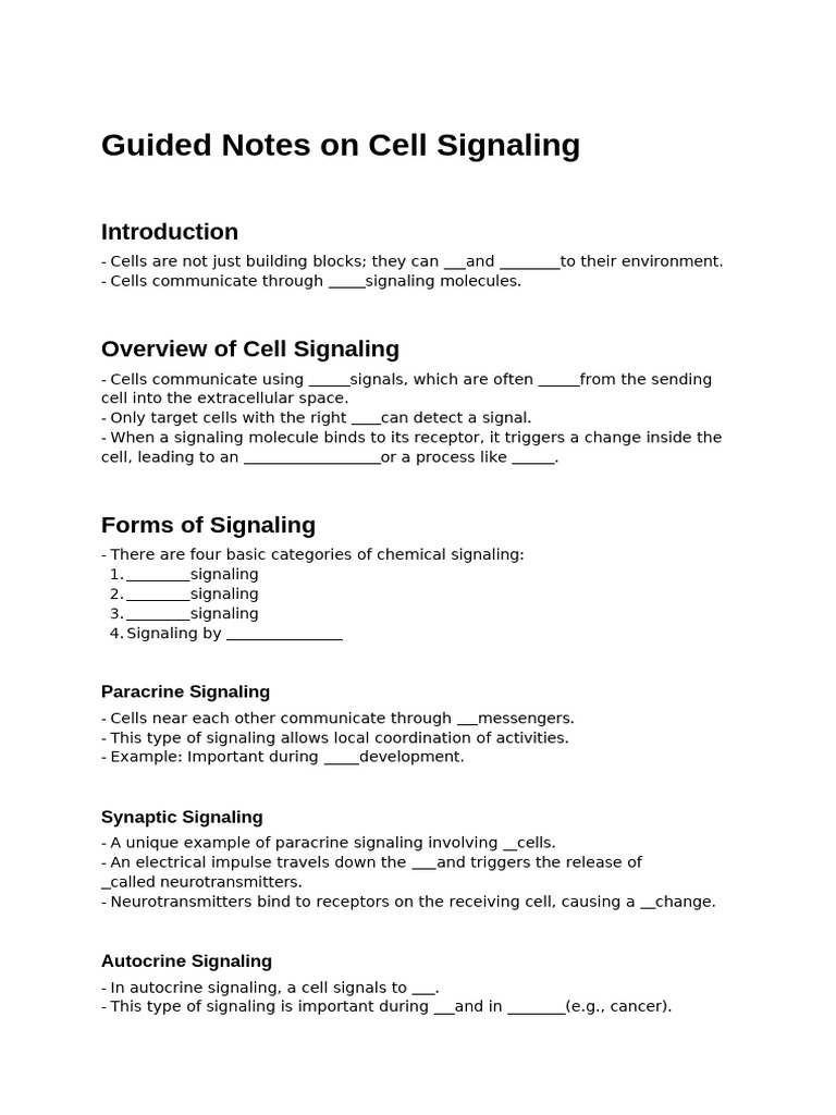 Cell Signaling: A Student's Guide | PDF