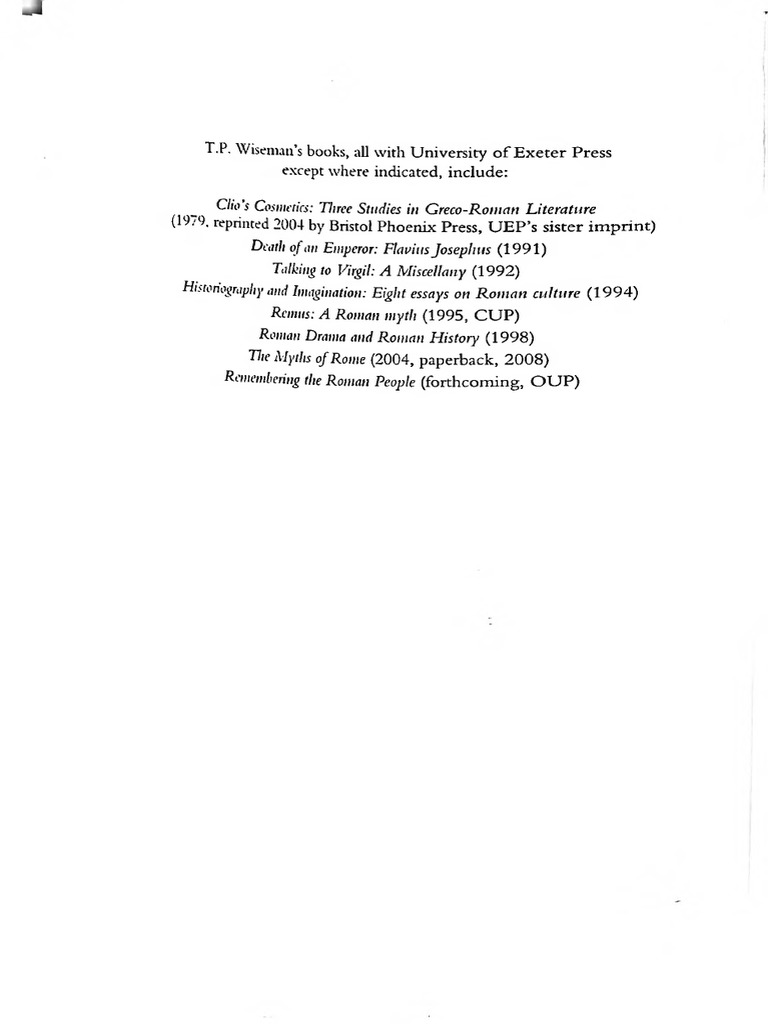 Wiseman 2008 - Unwritten Rome | PDF | Rome