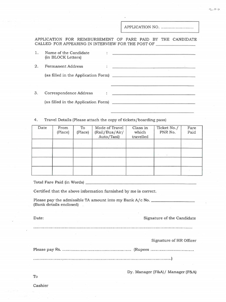 TA Form For SCST | PDF