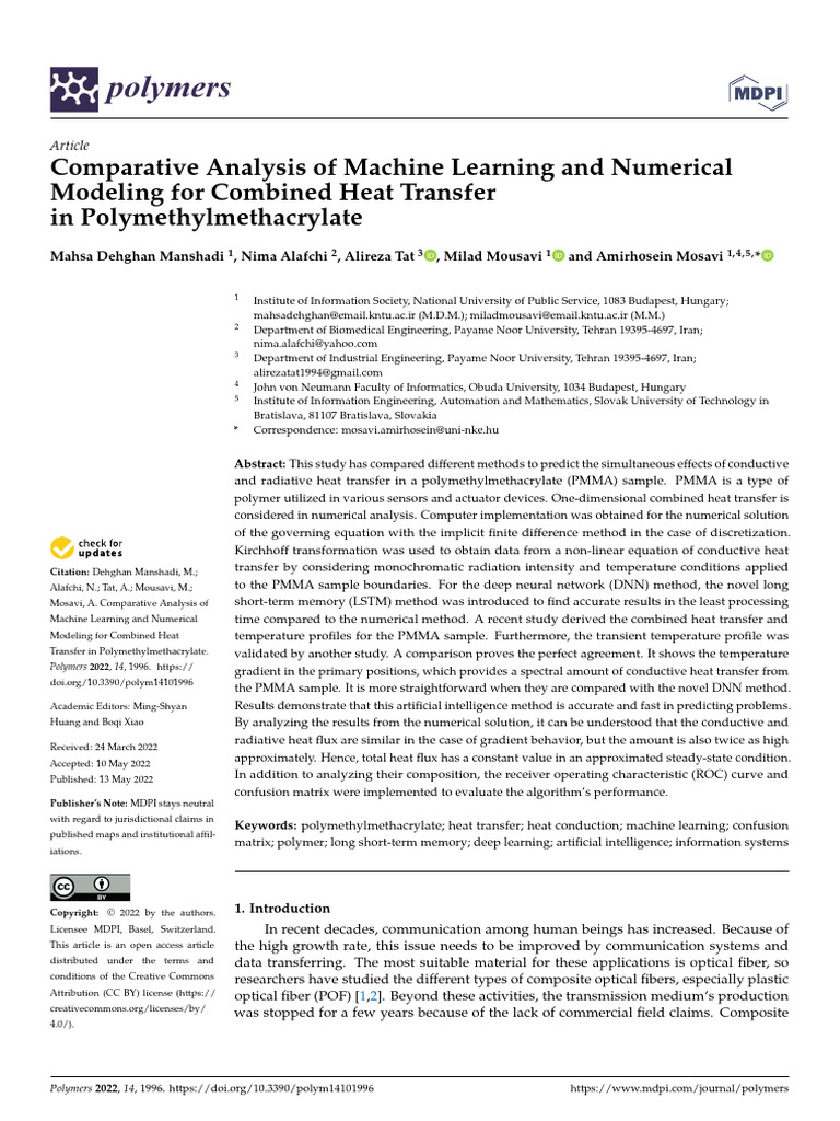 Polymers 14 01996 v2 | PDF | Optical Fiber | Heat Transfer