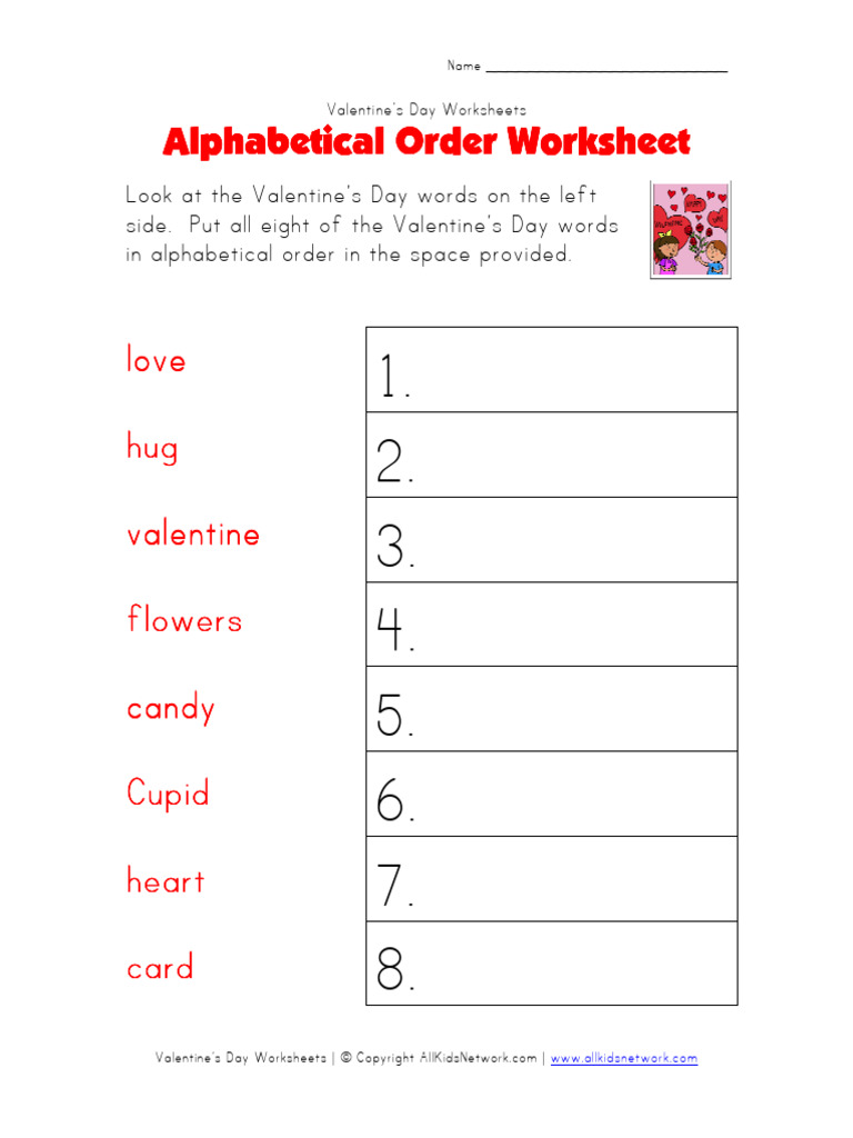 Alphabetical Order Worksheet k4 | PDF