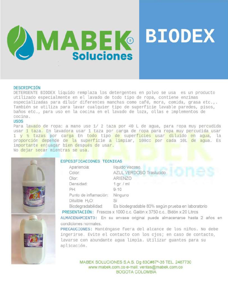 FT Detergente Biodex | PDF