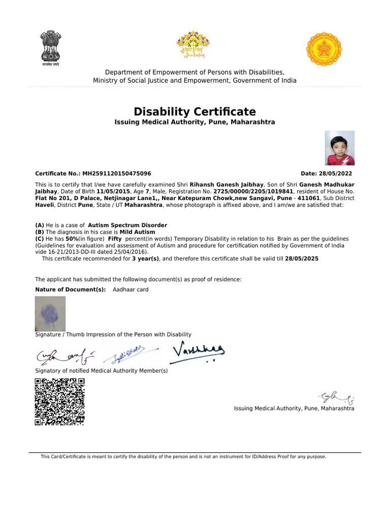 Disability Certificate in India | PDF