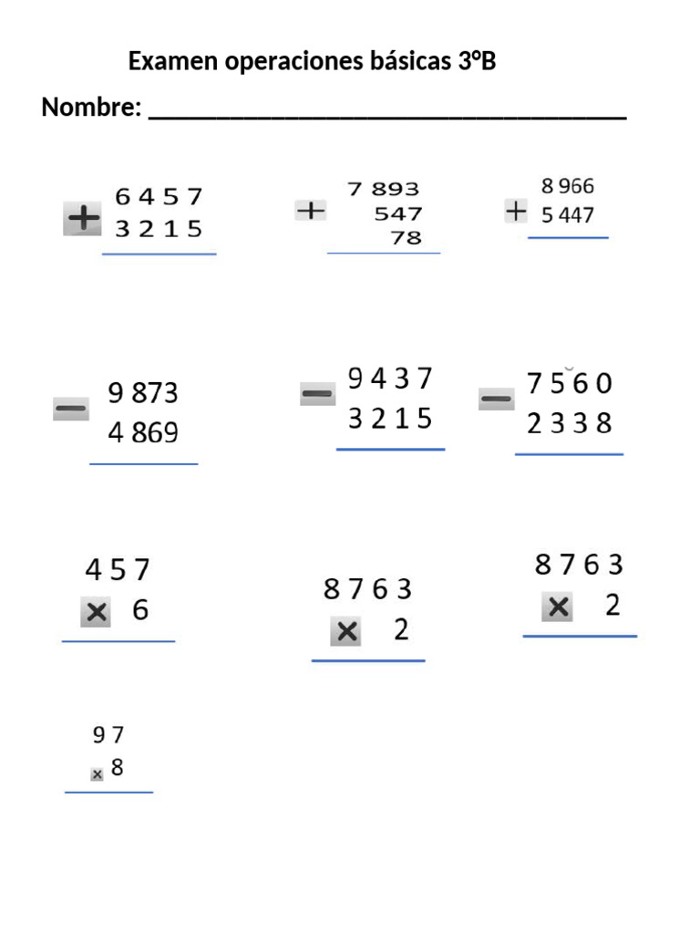 Examen Operaciones Básicas 3 | PDF