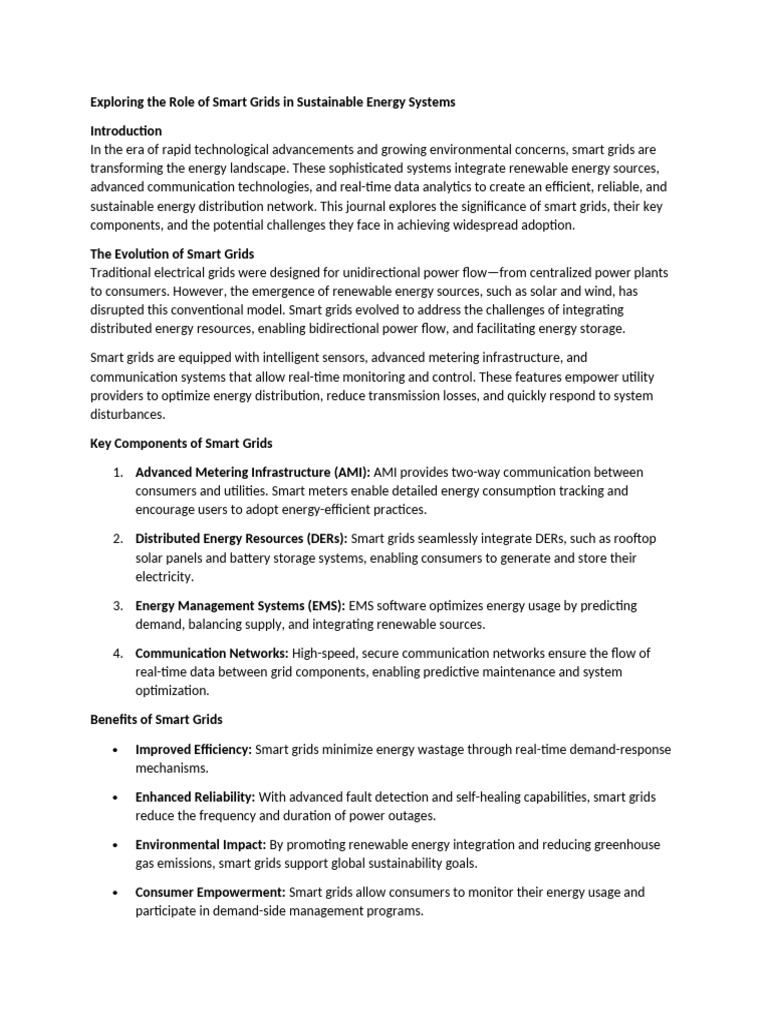 Smart Grids: Key to Sustainable Energy | PDF | Smart Grid | Electrical Grid