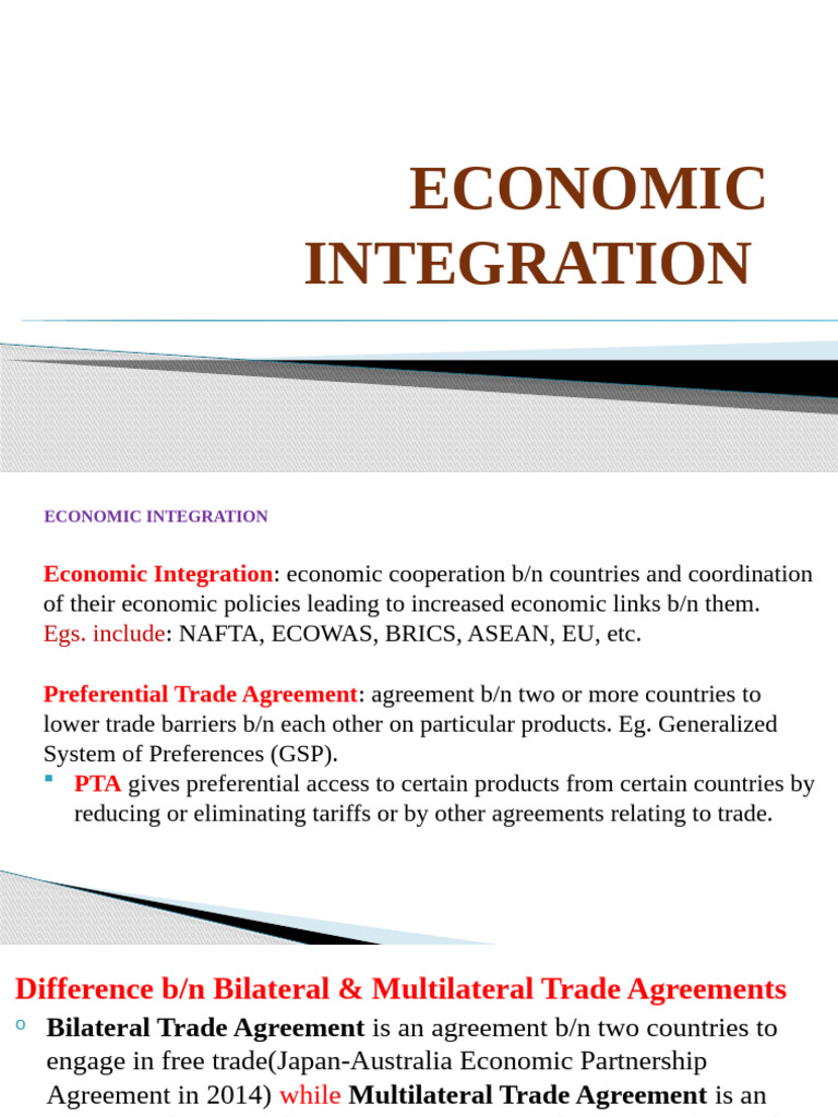 Economic_Integration | PDF | Trade Agreements | Free Trade Area