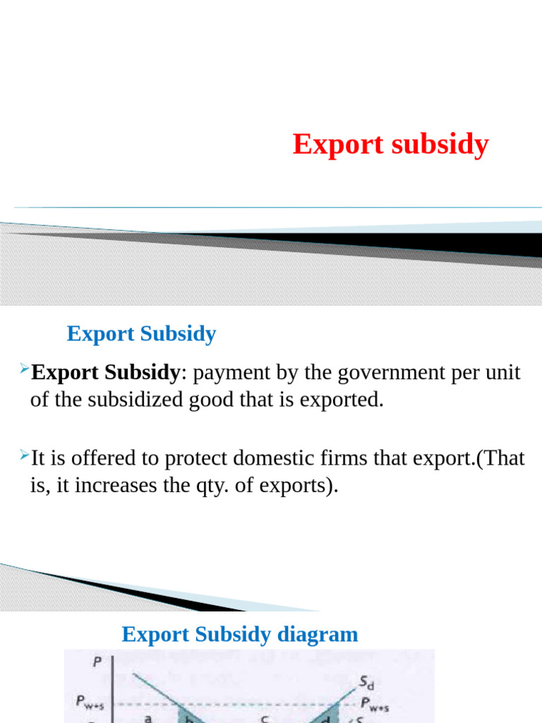 Export Subsidy Lesson Notes | PDF