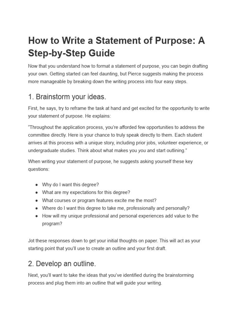 How To Write A Statement of Purpose - A Step-By-Step Guide | PDF ...