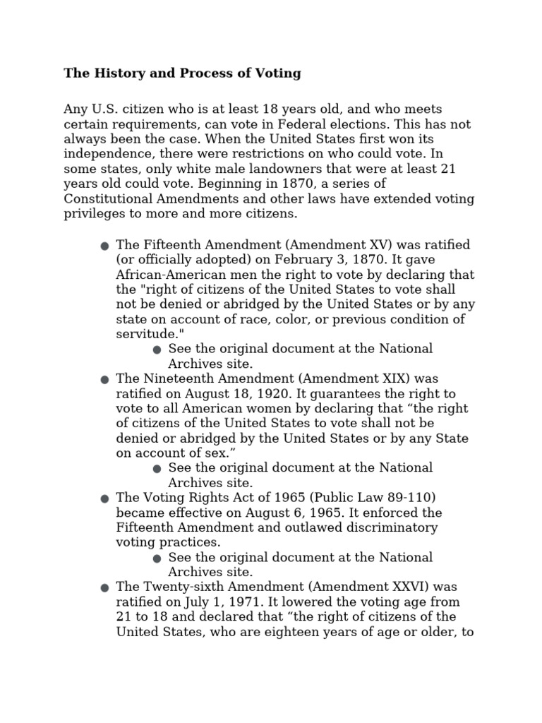 The History and Process of Voting | PDF | Voter Registration ...