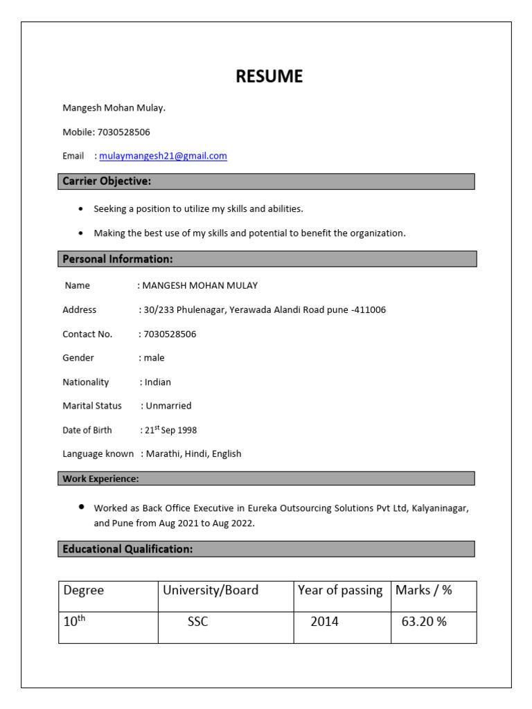 Mangesh Resume | PDF