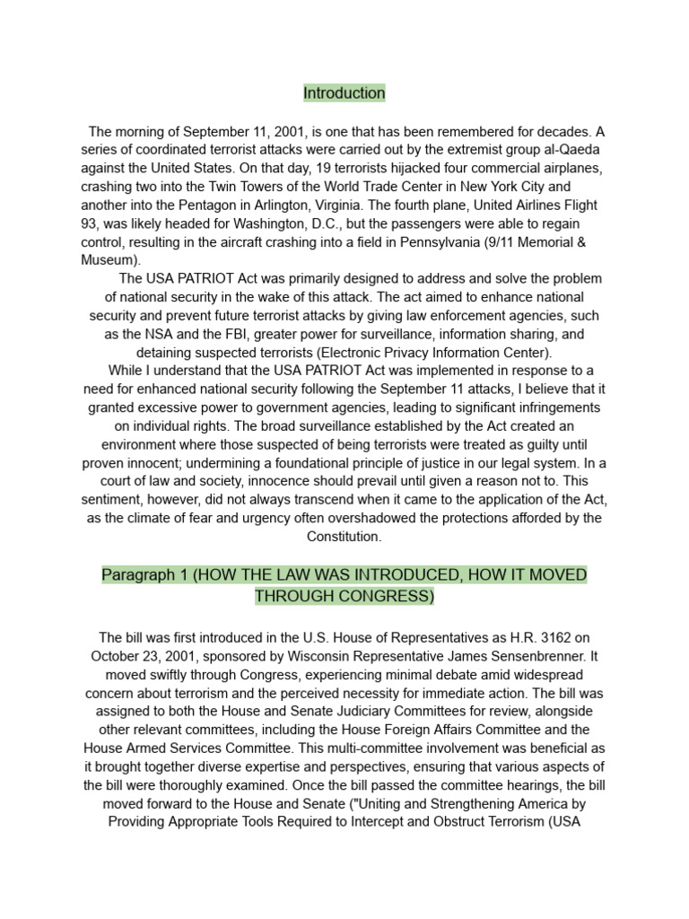 Impact of the USA PATRIOT Act | PDF | Patriot Act | September 11 Attacks