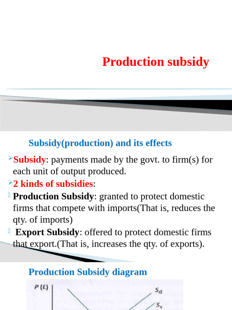 Production Subsidy Lesson Notes | PDF | Subsidy | Tariff