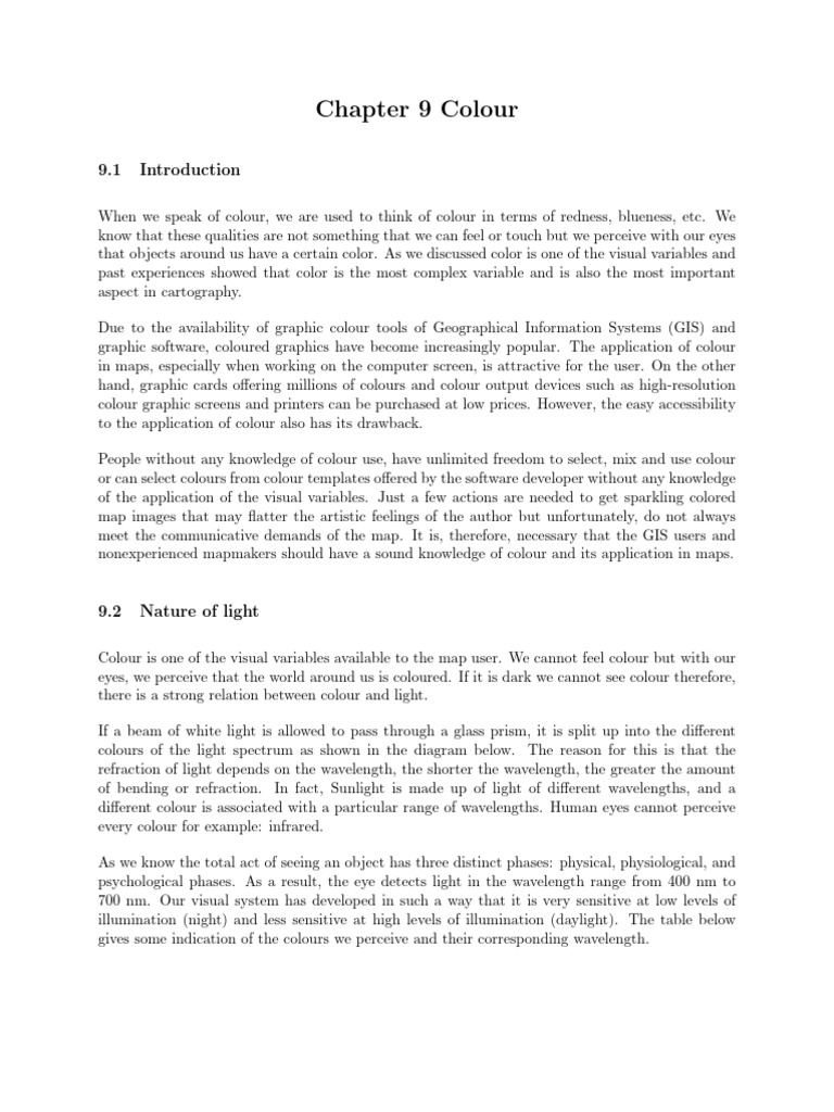 Cartography Colour (Unit 9) | PDF | Color | Light