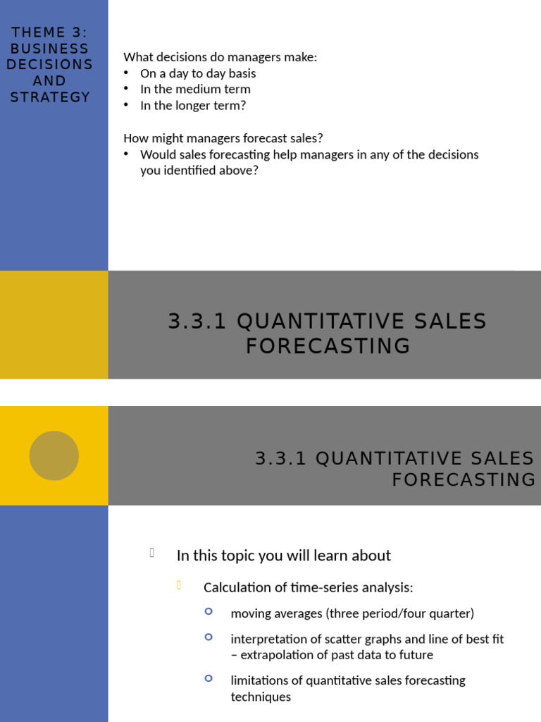 3.3.1 Quantitative Sales Forecasting Teacher Copy | PDF | Forecasting | Moving Average