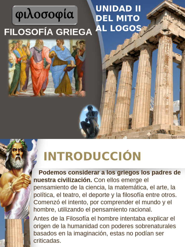 Filosofía Griega: Del Mito al Logos | PDF | Filosofía griega antigua ...