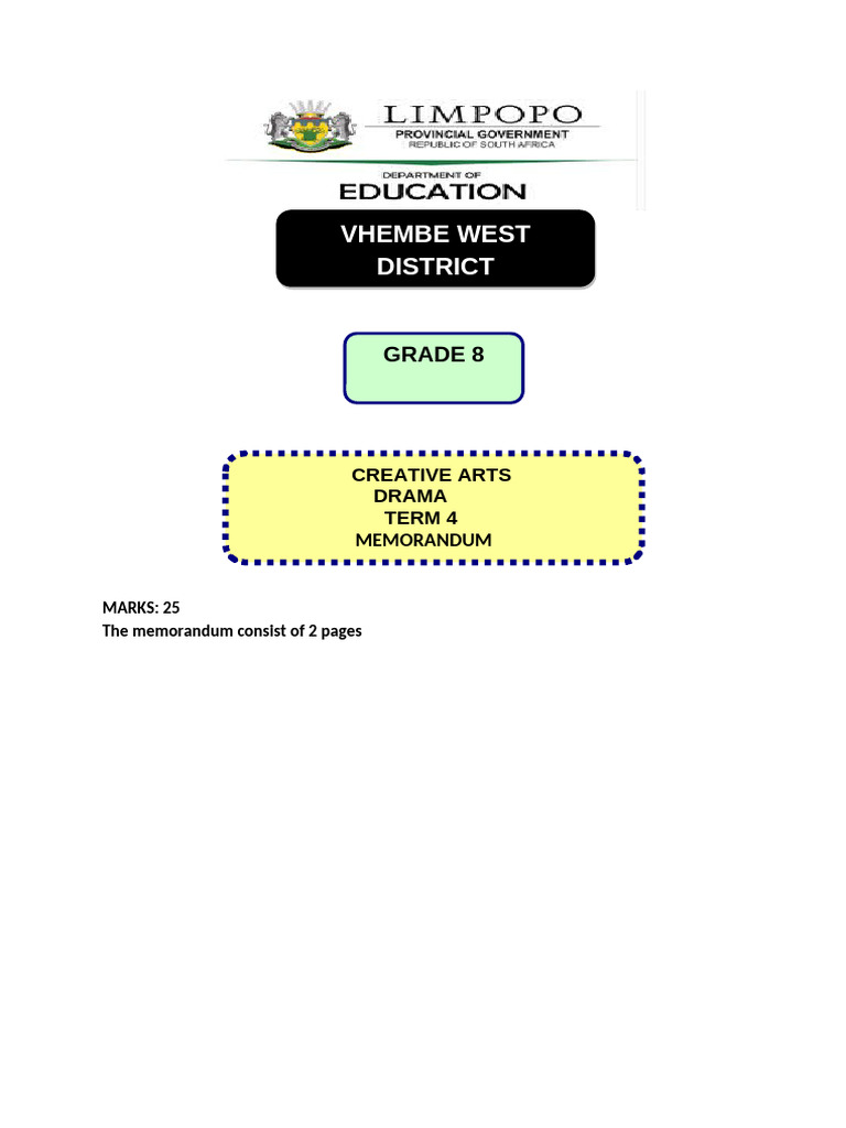 2024 Drama Memorandum Grade 8 November. | PDF