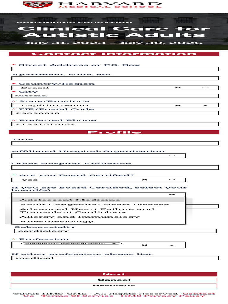 Personal Information - Clinical Care for Autistic Adults | PDF