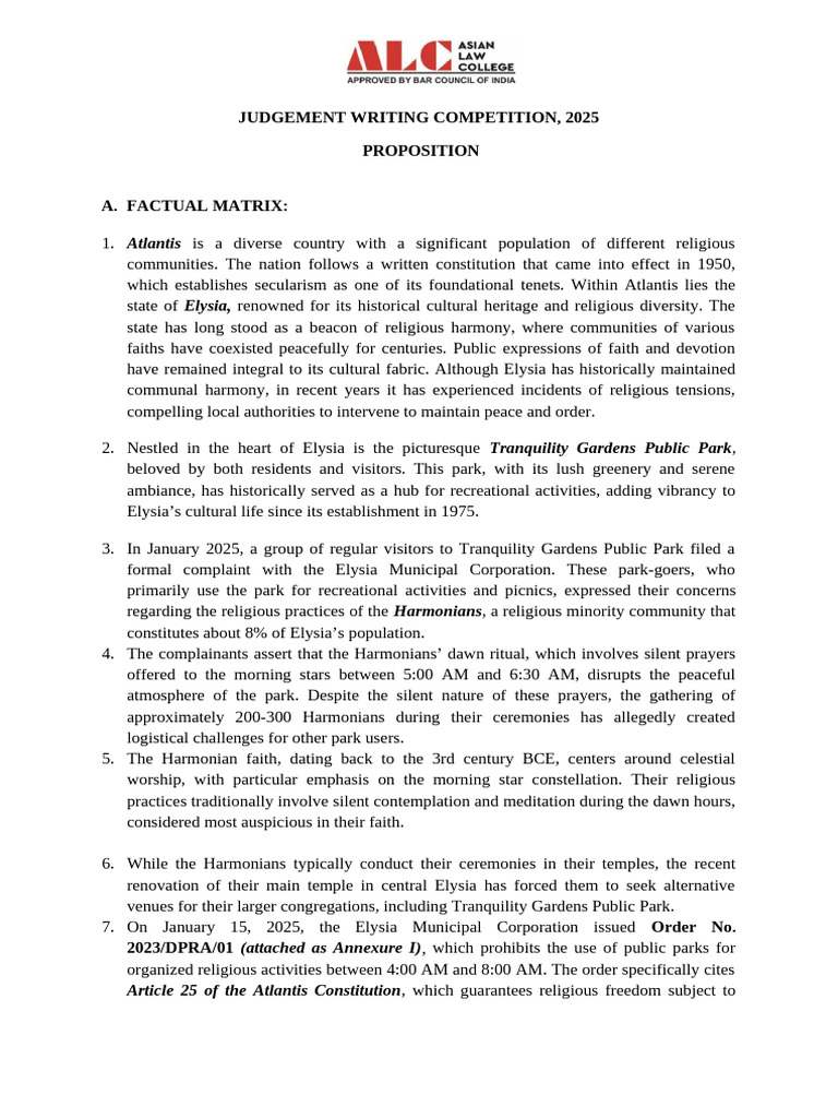 Proposition Ii Judgement Writing Competition, 2025 | PDF | Justice ...
