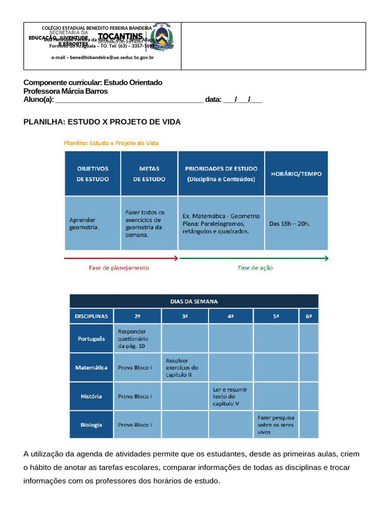 Estudo Orientado Planilha | PDF