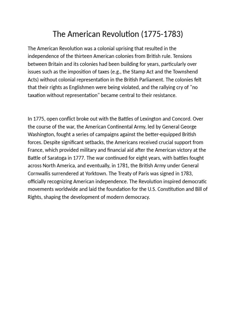 American Revolution: Independence Achieved | PDF