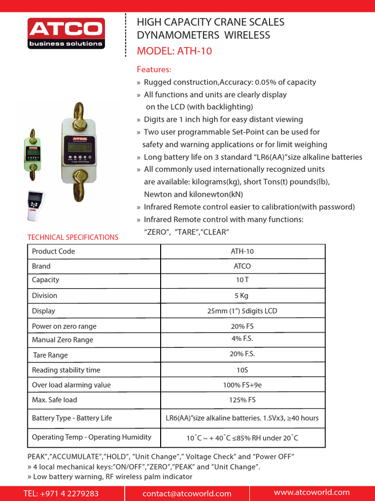 Dynamometers Wireless Crane Scales | PDF | Remote Control | Calibration