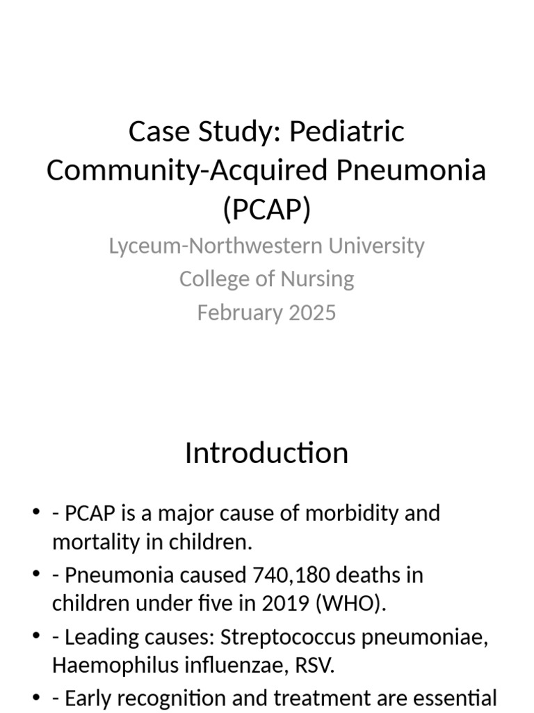 PCAP Detailed Case Study Presentation | PDF | Pneumonia | Respiratory ...