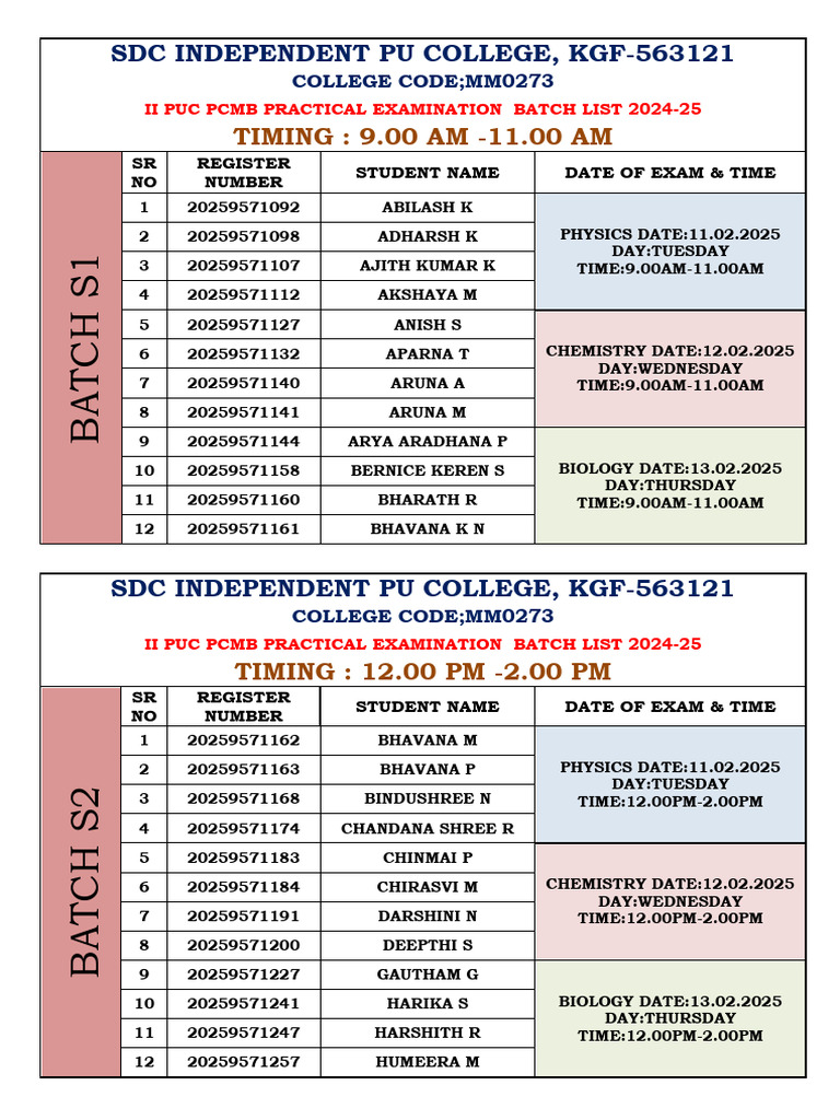 Ii Pu PCMB Practical Exam Feb-2025 | PDF